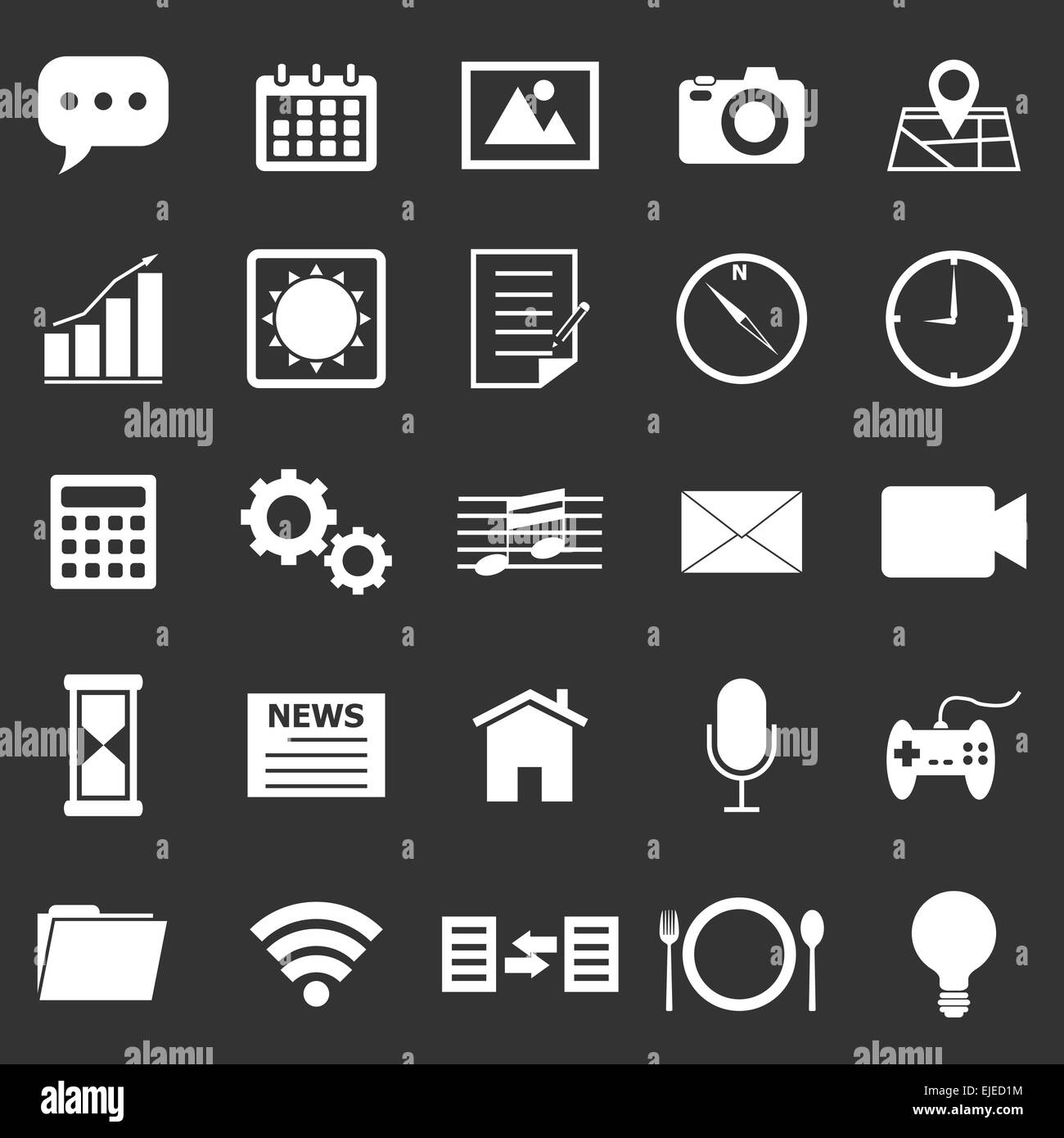 Application icons on black background, stock vector Stock Vector Image ...