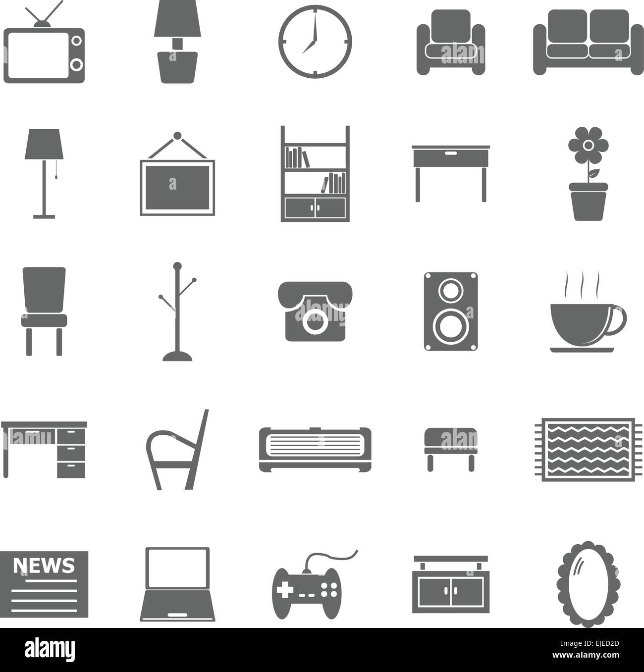 Living room icons on white background, stock vector Stock Vector Image ...