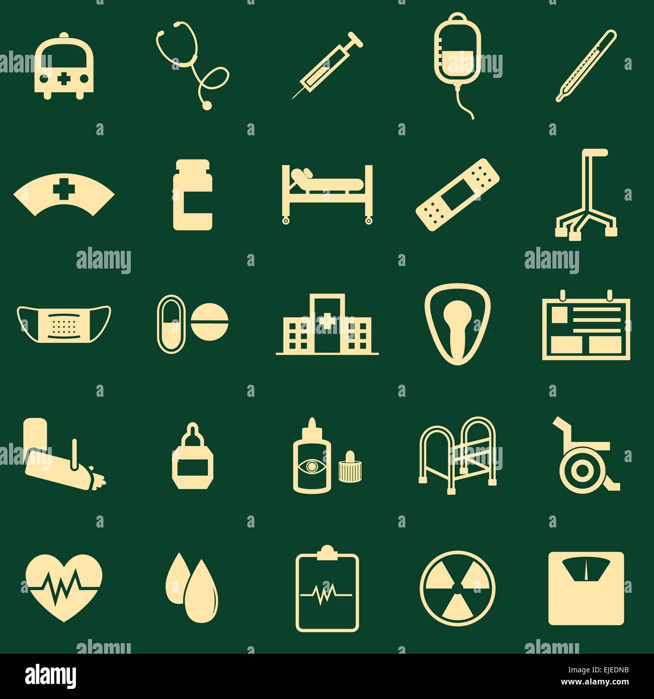 Hospital color icons on green background, stock vector Stock Vector ...