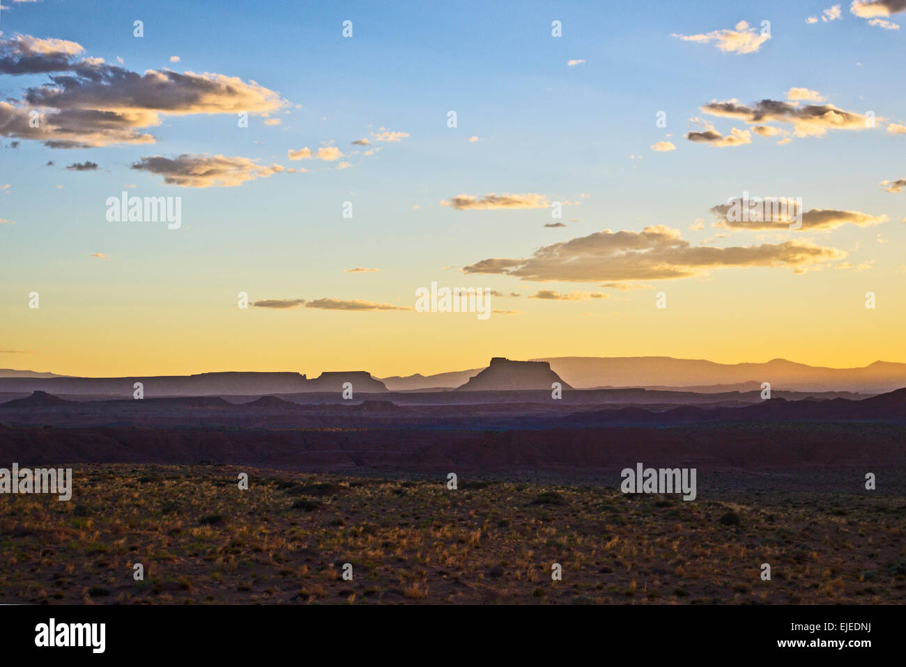 Sunset in the desert, between Hanksville and Capital Reef National Park ...