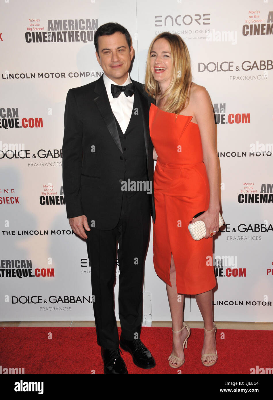 LOS ANGELES, CA - OCTOBER 21, 2014: Jimmy Kimmel & wife Molly McNearney ...