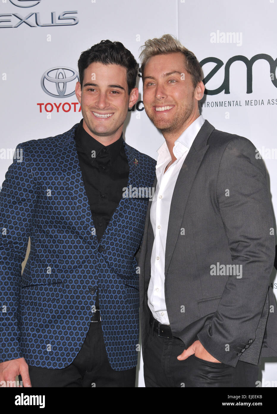 LOS ANGELES, CA - OCTOBER 18, 2014: Lance Bass & partner Michael ...