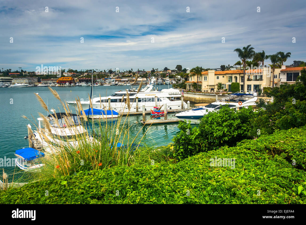 View of the harbor, seen from Lido Isle, in Newport Beach, California ...