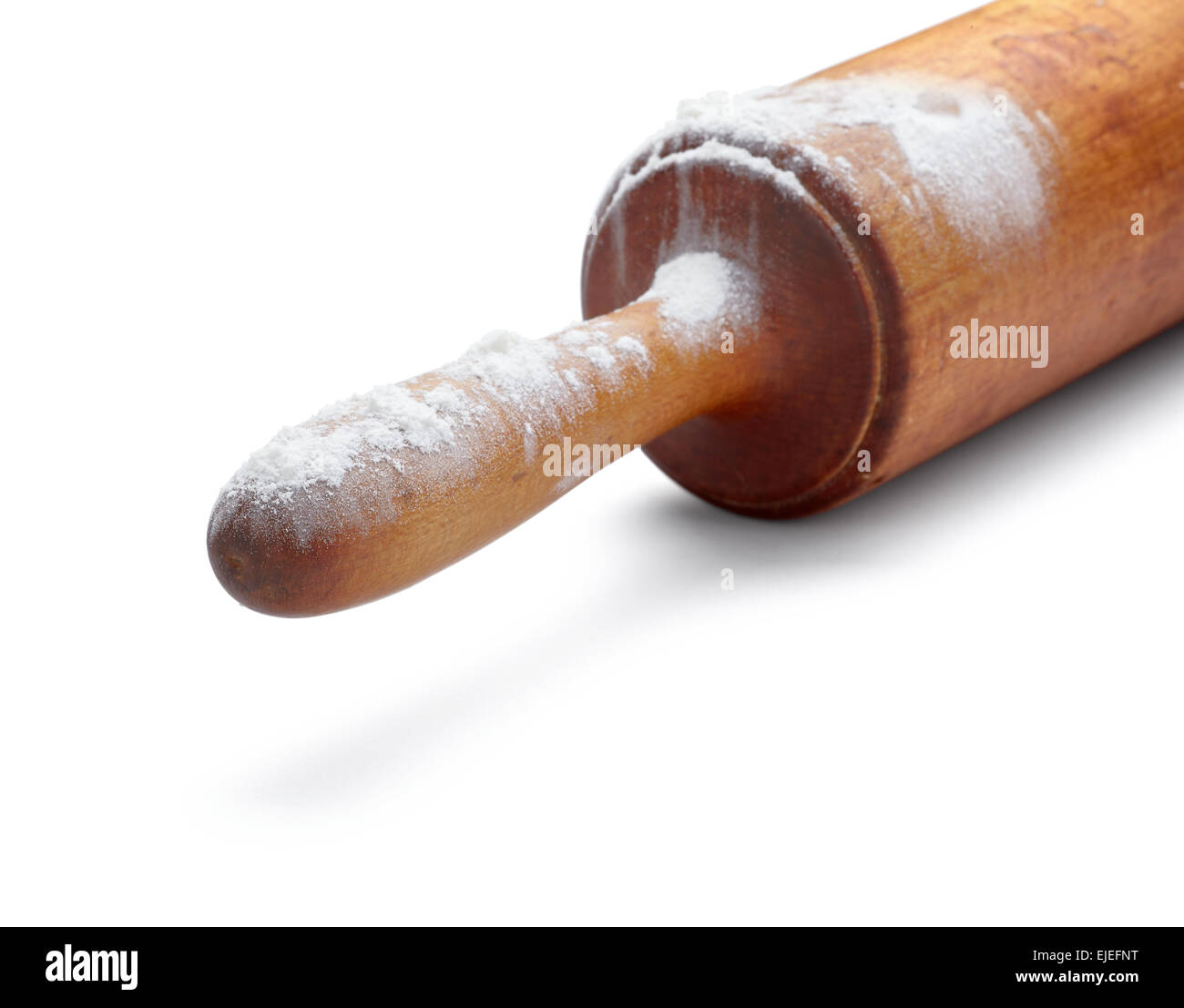 close up of baking rolling pin and flour on white background Stock ...