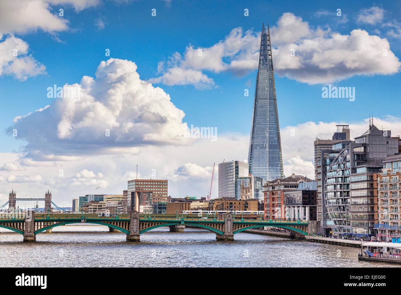 London, the Shard with Southwark Bridge and Tower Bridge Stock Photo ...