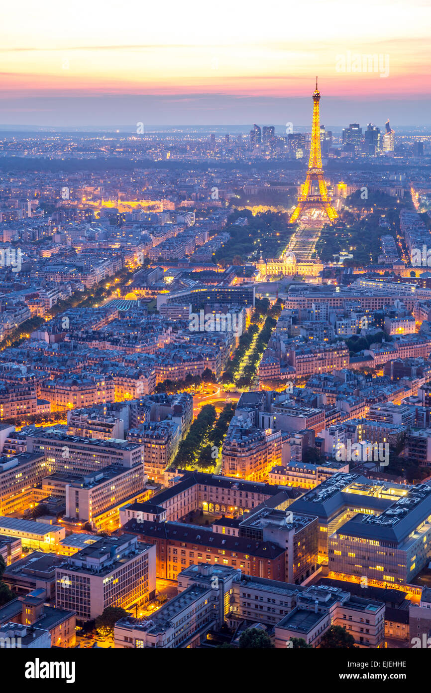 Paris - Jun 19: Aerial view of Eiffel Tower Light and Beam Performance ...