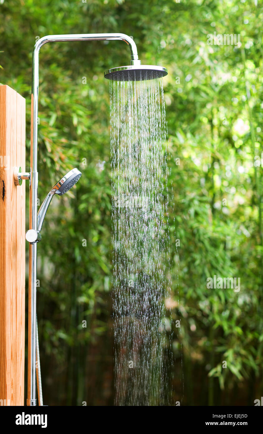 The outdoor shower facilities Stock Photo - Alamy