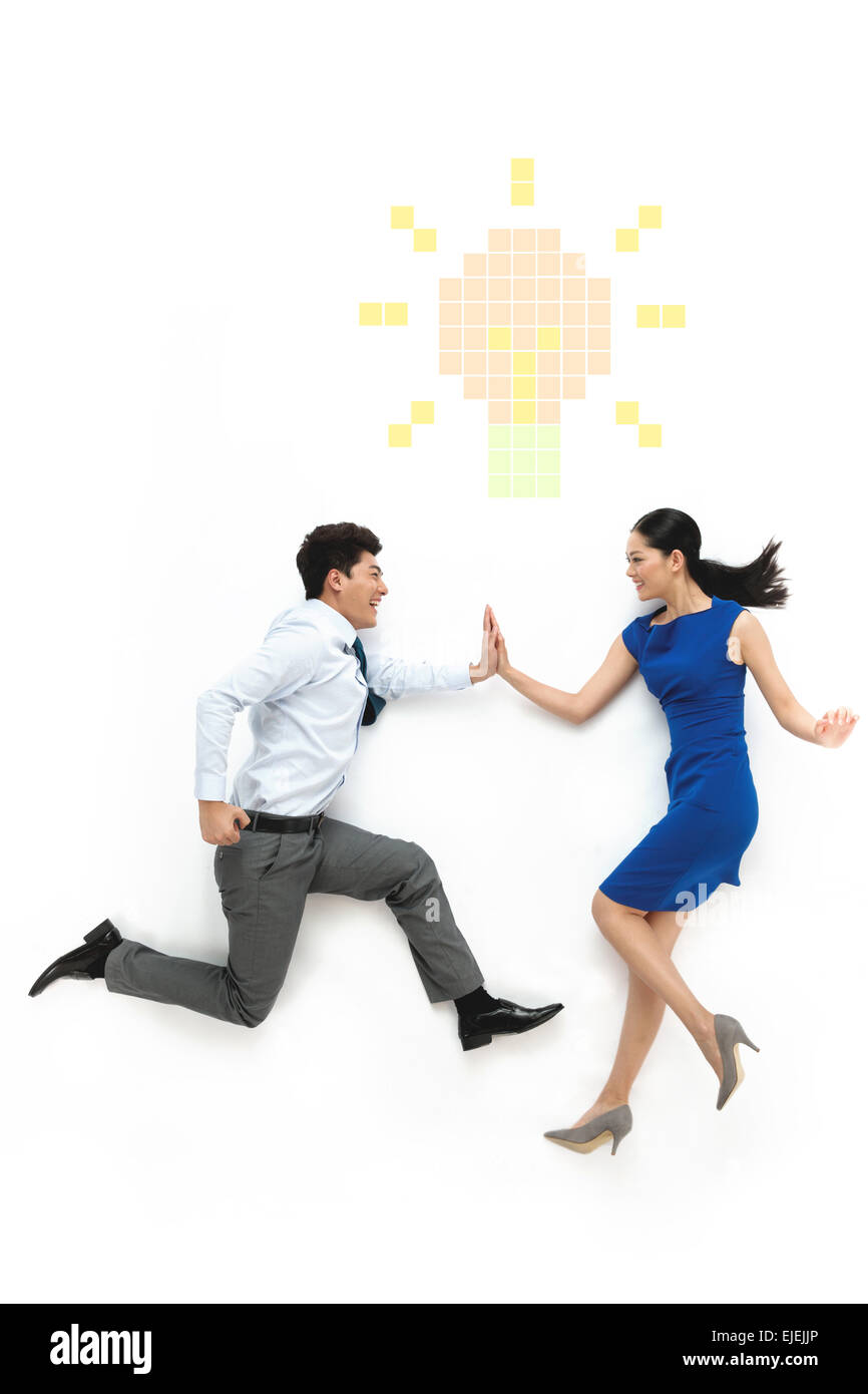 The business of young men and women clapping Stock Photo - Alamy