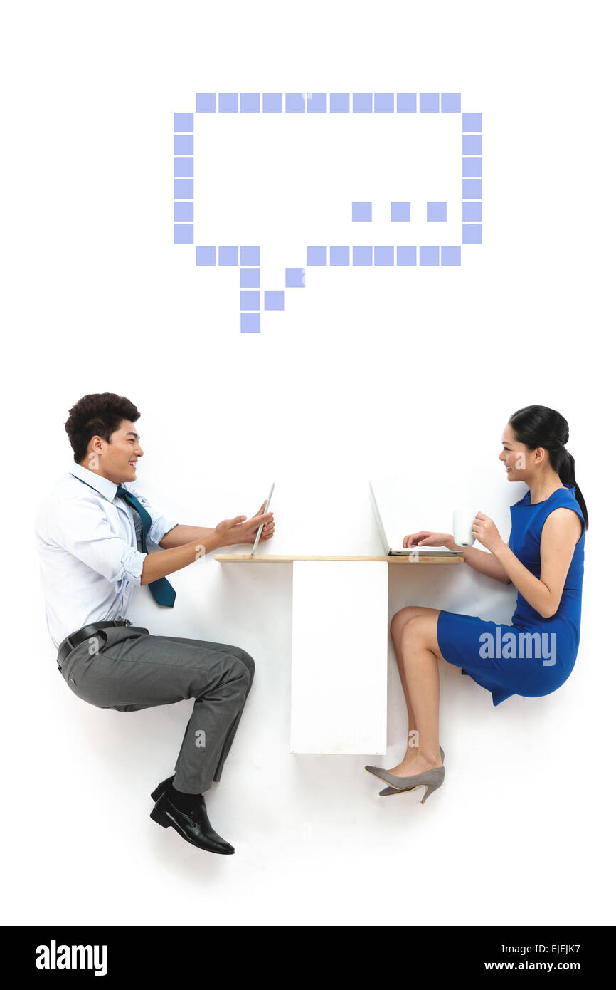 Business men and women use computer communication Stock Photo - Alamy