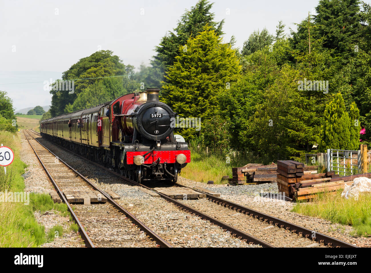 GIGGLESWICK, UK. 12 JULY 2014. Steam train 5972 'Olton Hall' posing as ...
