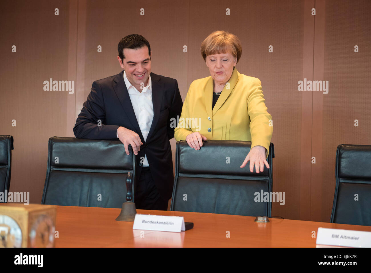 Frau Merkel shows her place in the large kabinett room Stock Photo - Alamy