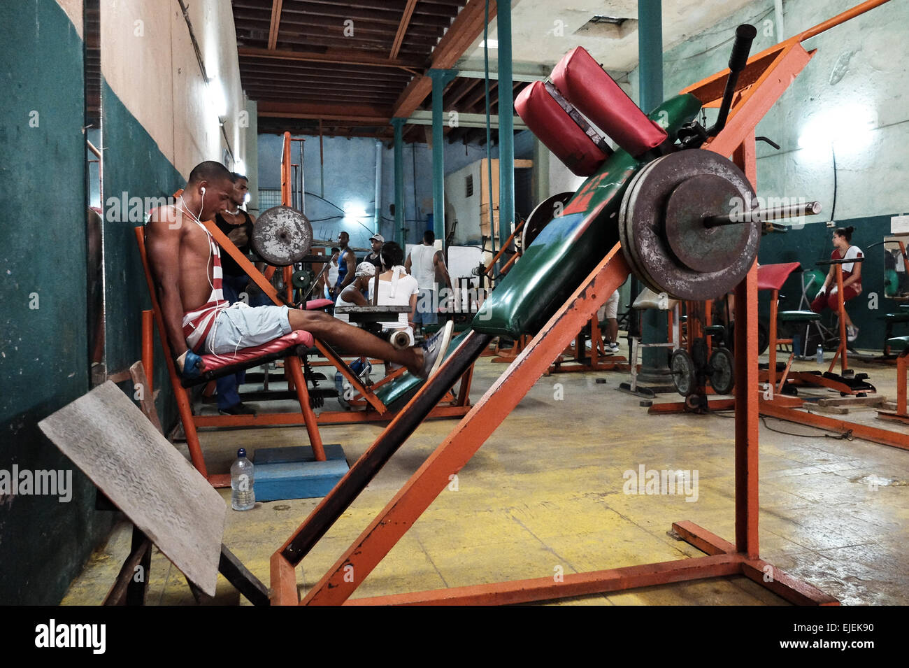 Cubans work out in a gym in La Habana Vieja or Old Havana Stock Photo ...