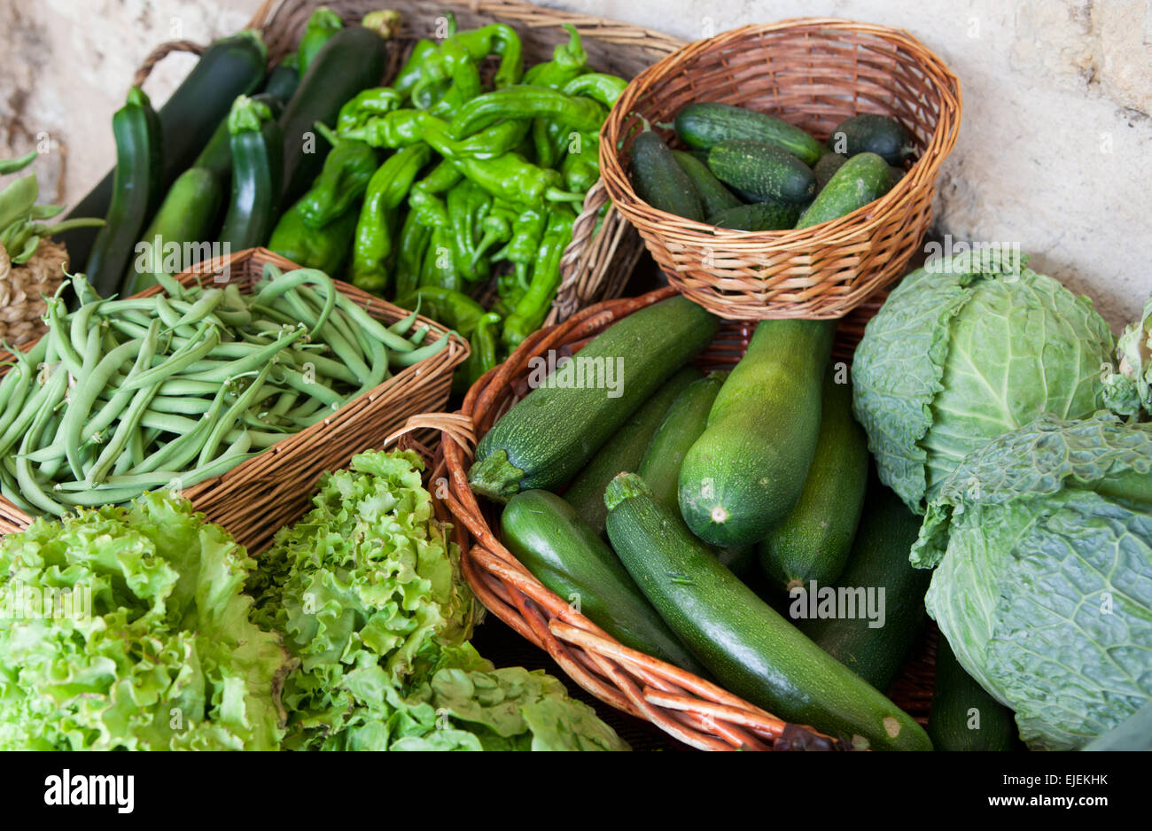 Organic fresh fruits in baskets hi-res stock photography and images - Alamy