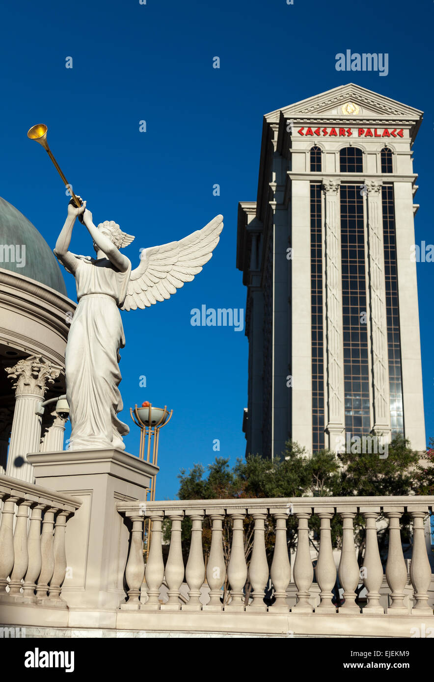 Angel playing bugle outside Caesars Palace Stock Photo - Alamy