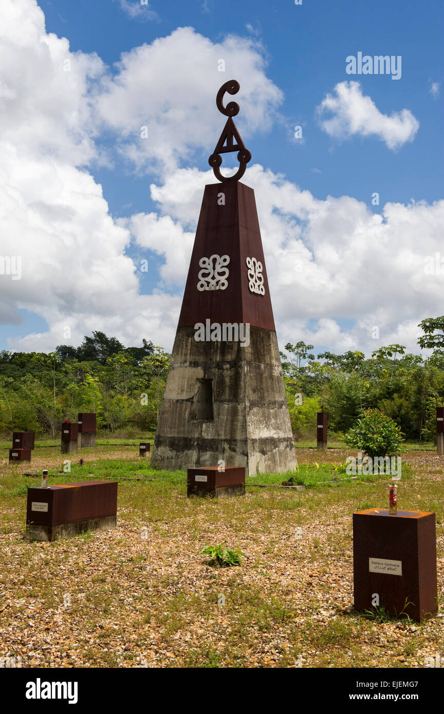 Moiwana monument at the site of a massacre in 1986 during the Guerilla ...