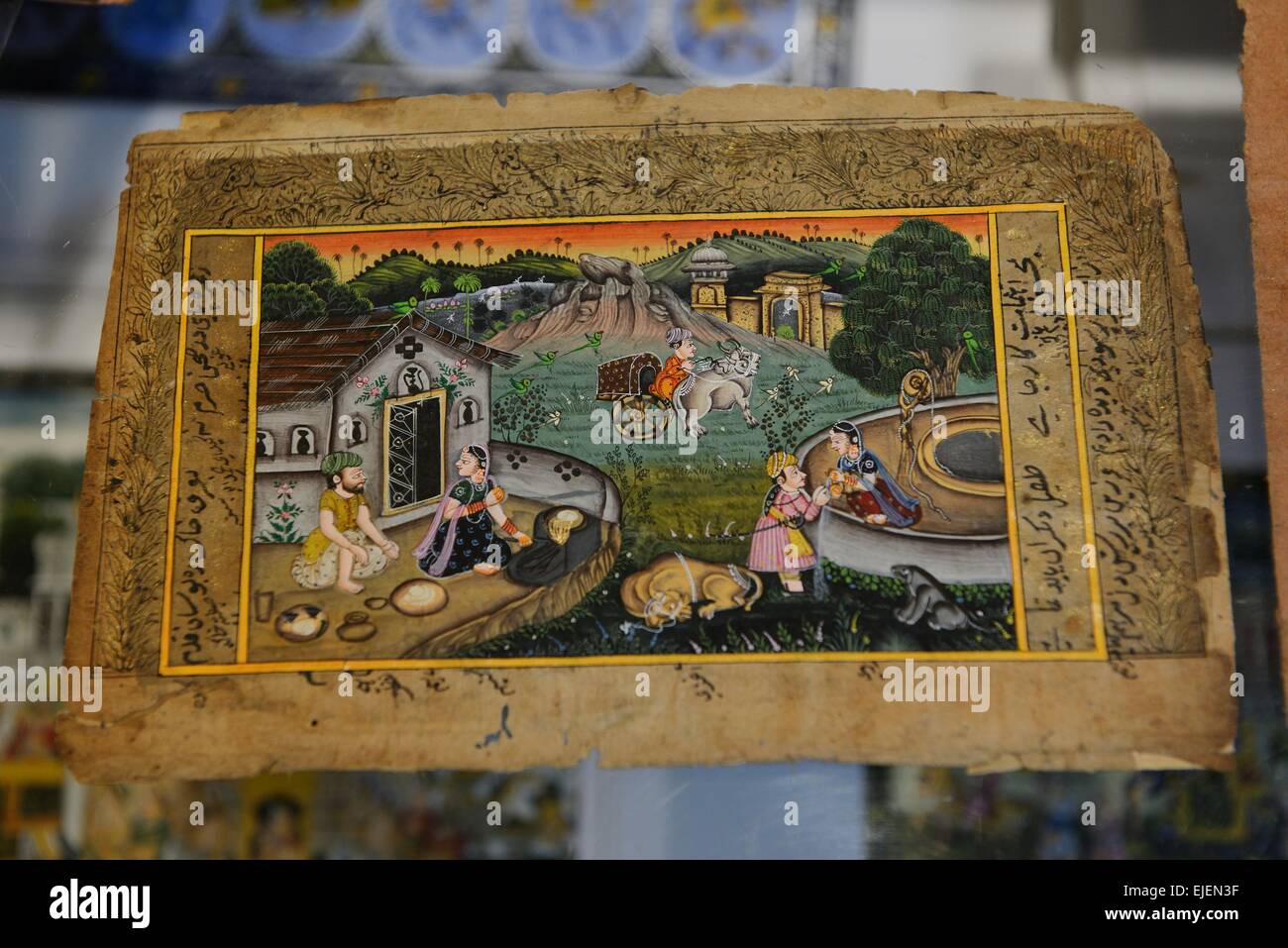 /India, Rajasthan, Jaipur, miniature painted on old paper Stock Photo ...