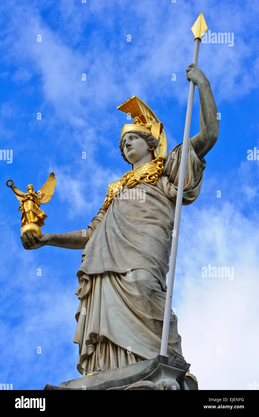 The Pallas Athena water fountain in front of the Austrian Parliament ...