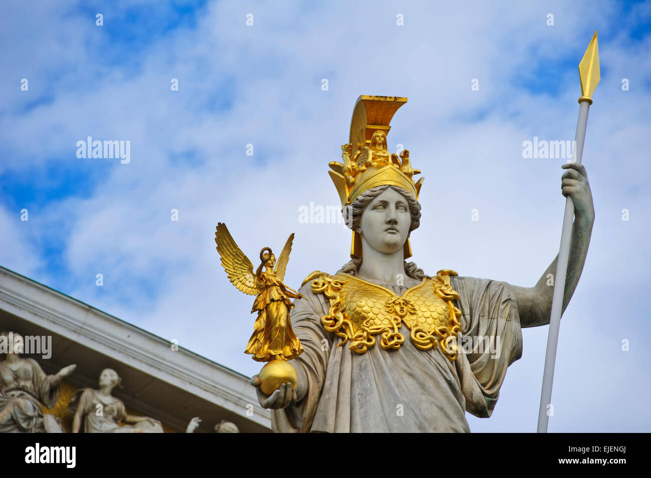 The Pallas Athena water fountain in front of the Parliament building ...
