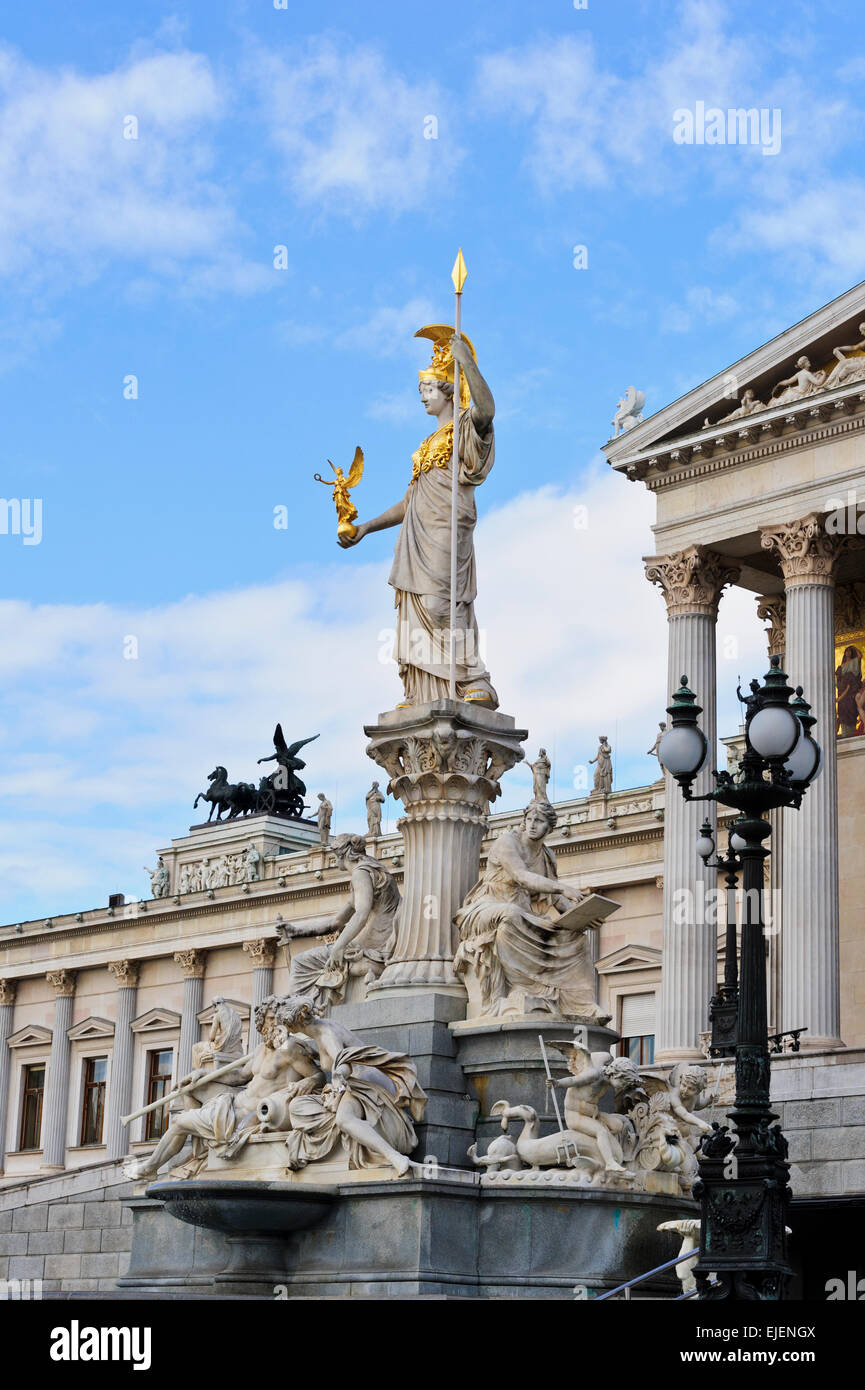 The Pallas Athena water fountain in front of the Parliament building ...