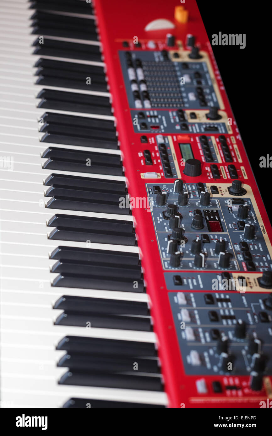Modern Red Synthesizer close up Stock Photo - Alamy