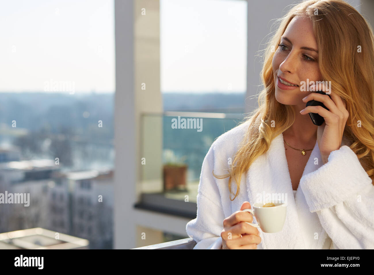 Drinking coffee at home Stock Photo - Alamy
