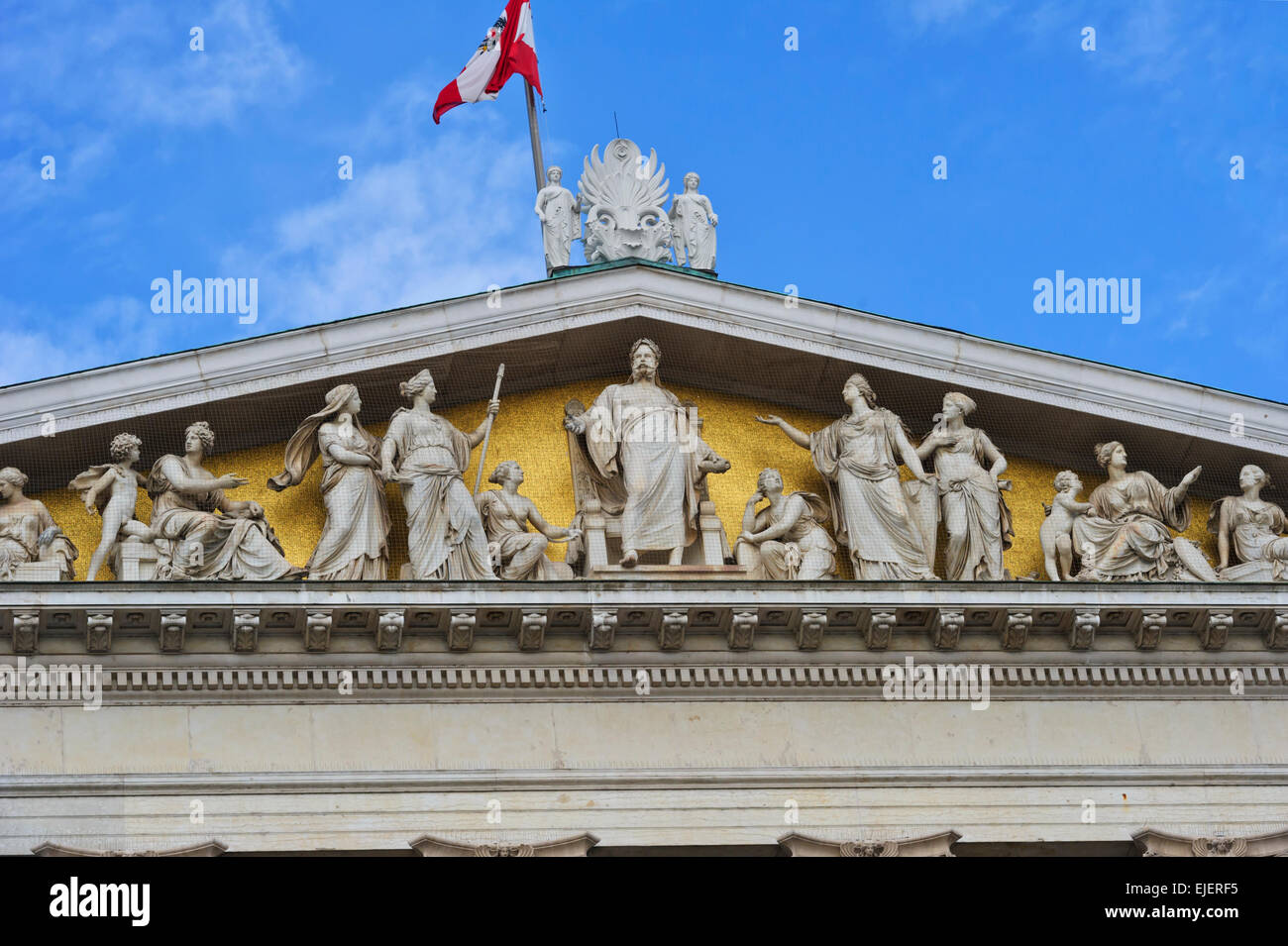 Ancient sculptures on the facade of the Austrian Parliament building ...