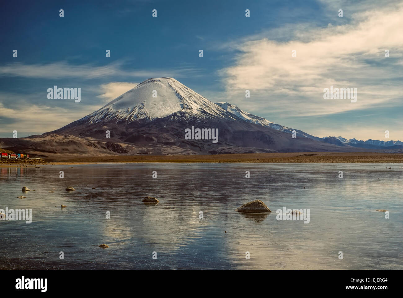 Picturesque view of Nevado Sajama volcano, highest peak in Bolivia in ...