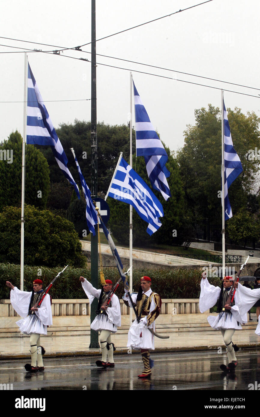 Athens, Greece. 25th Mar, 2014. Greek soldiers take part in the ...