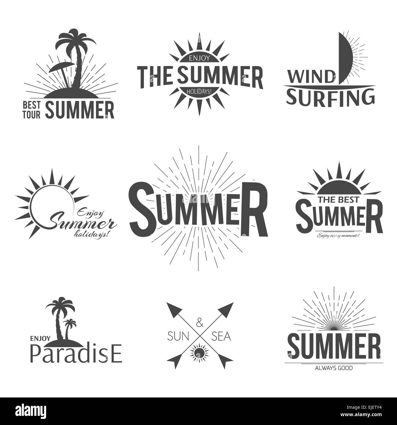 Set retro style text Black and White Stock Photos & Images - Alamy