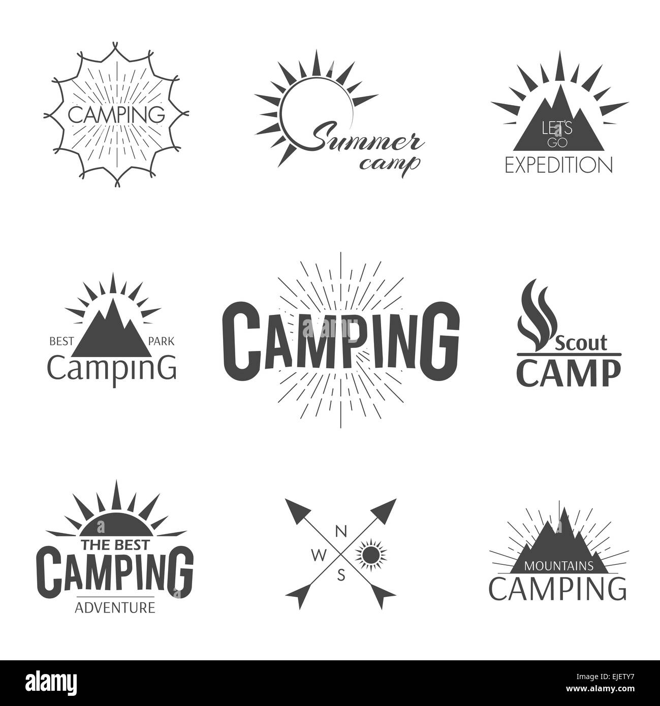 Camping logo set design Cut Out Stock Images & Pictures - Alamy