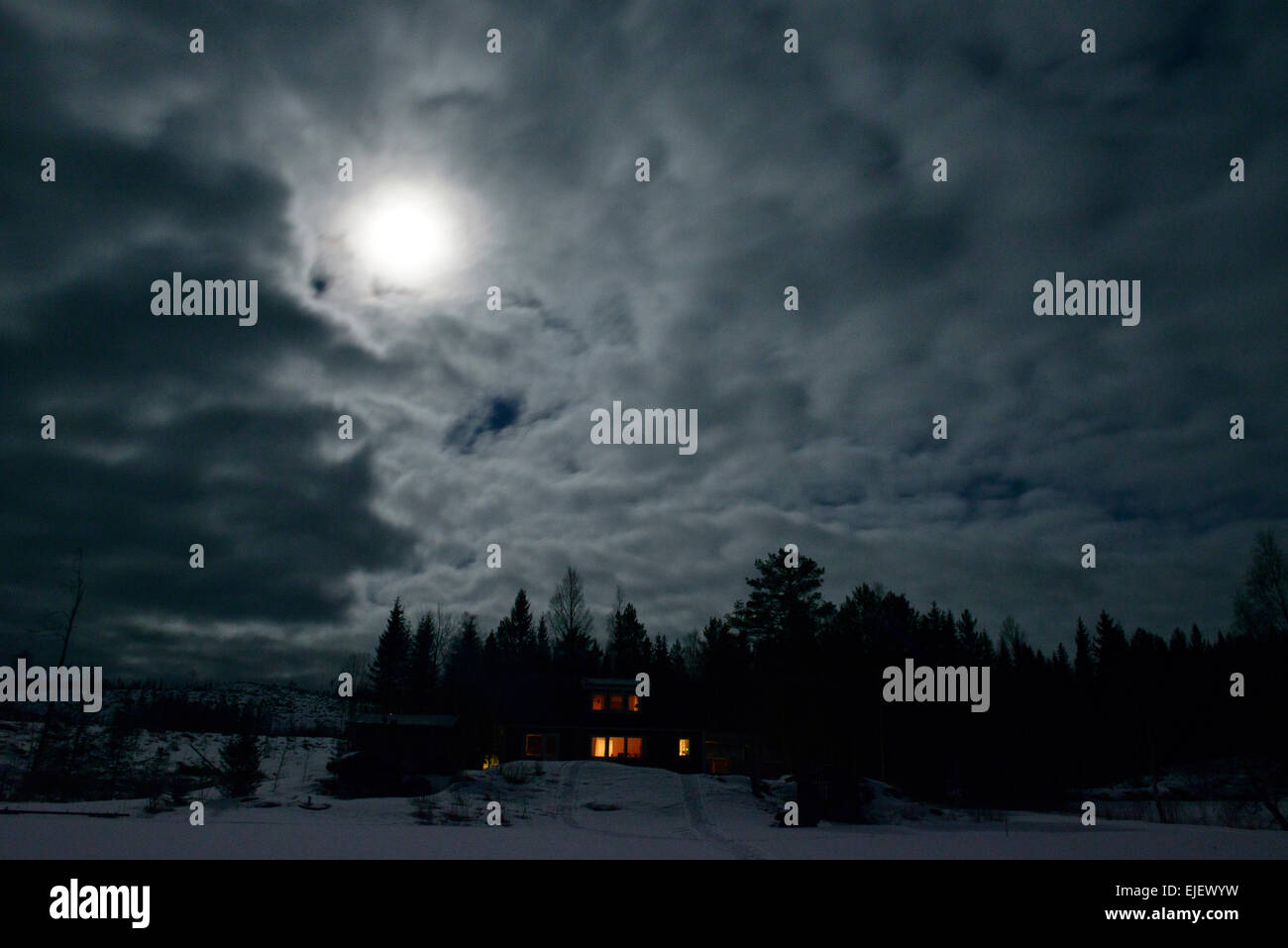 North Sweden countryside night landscape Stock Photo - Alamy