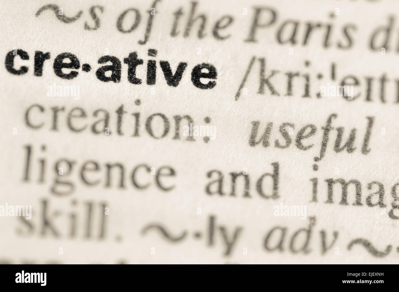 Definition word creative in dictionary hi-res stock photography and ...