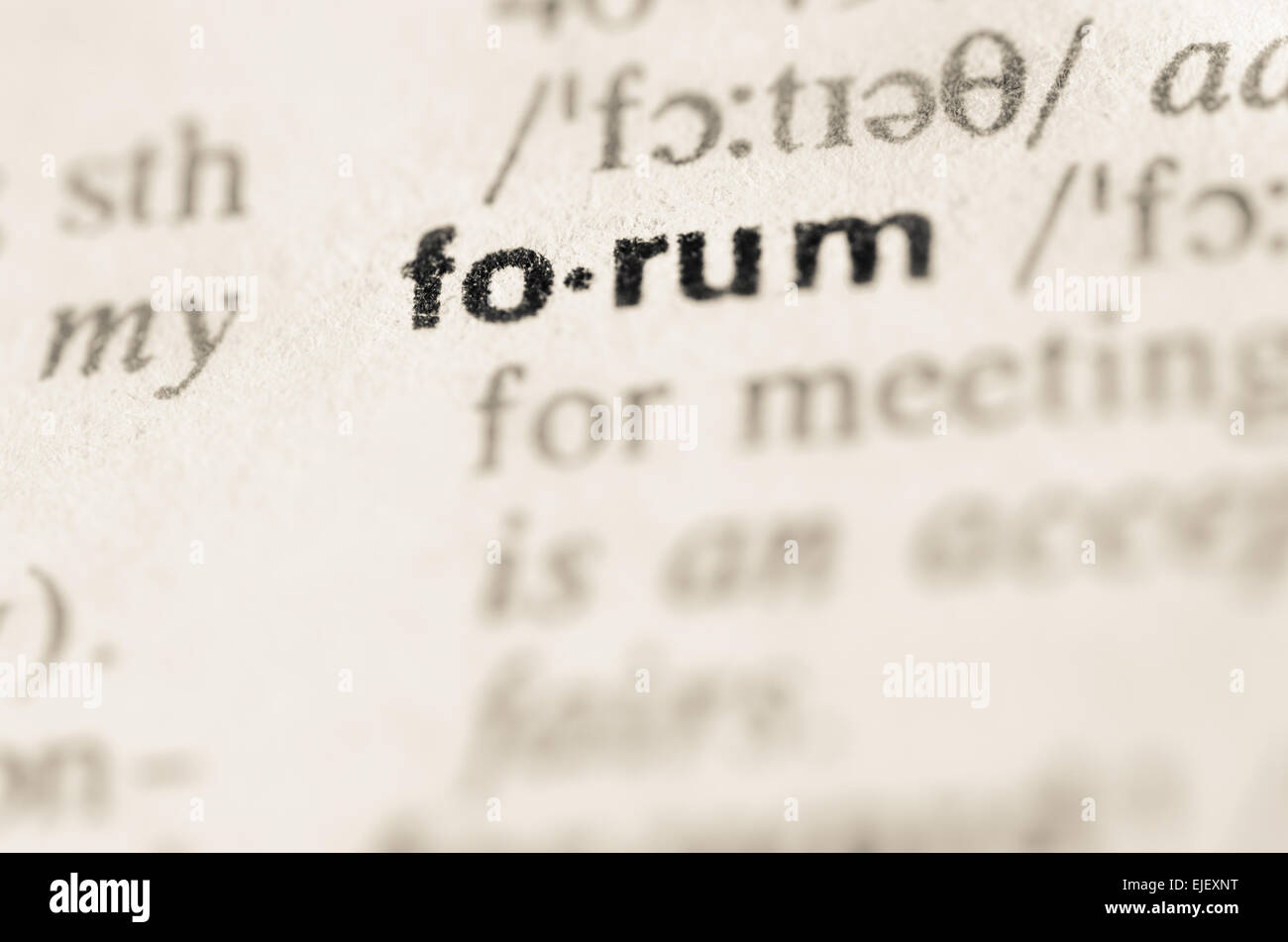 Definition of word forum in dictionary Stock Photo - Alamy