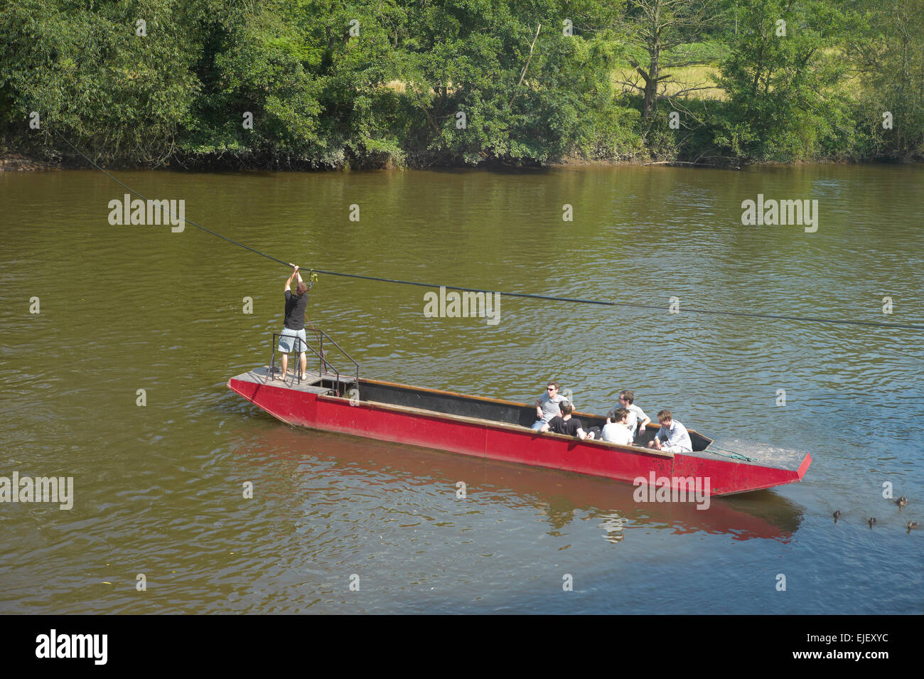 Hand pulled river ferry from the olde Ferrie Inn, upper ferry, at ...