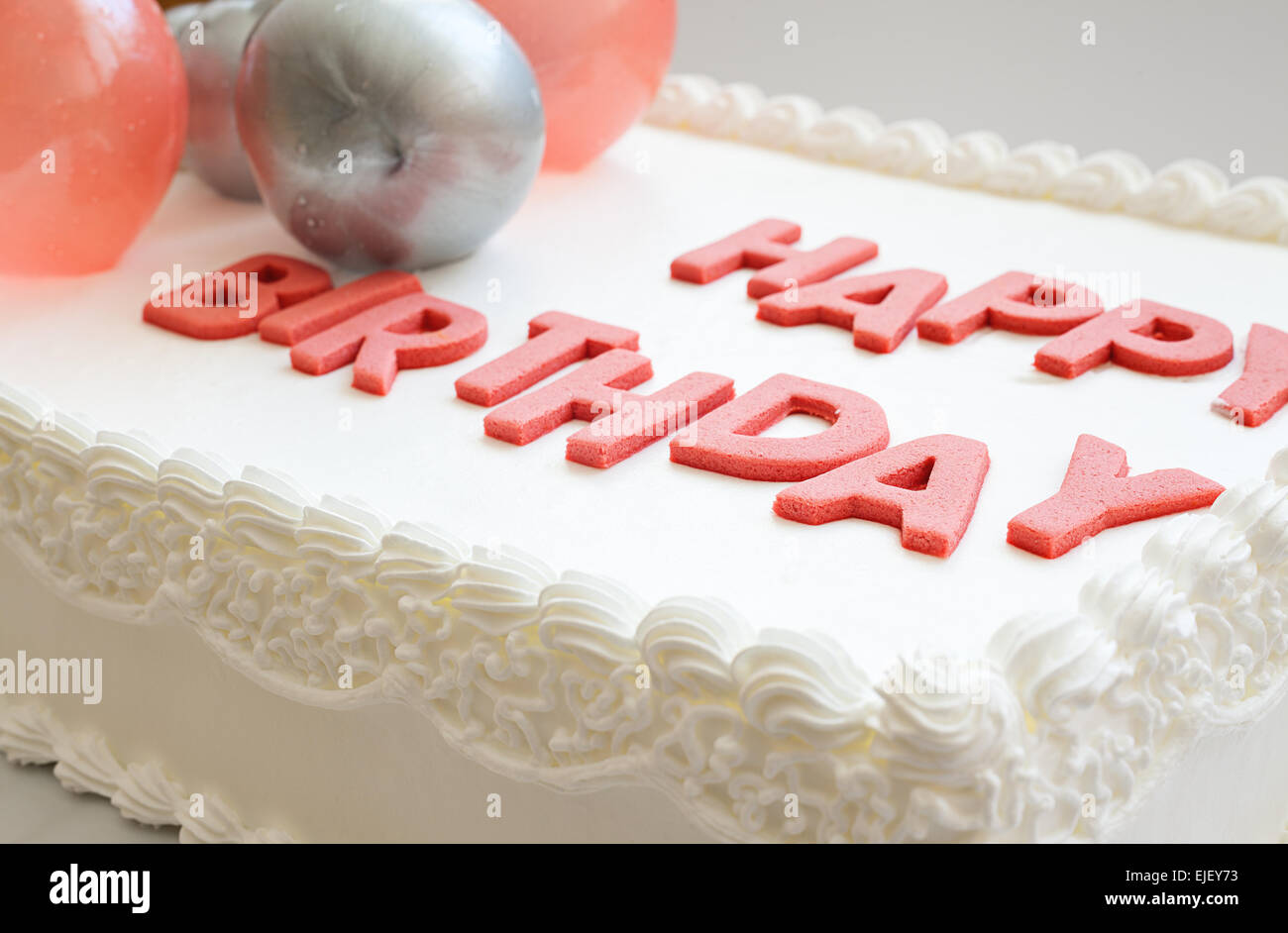 Details of a happy birthday cake, on white background Stock Photo - Alamy
