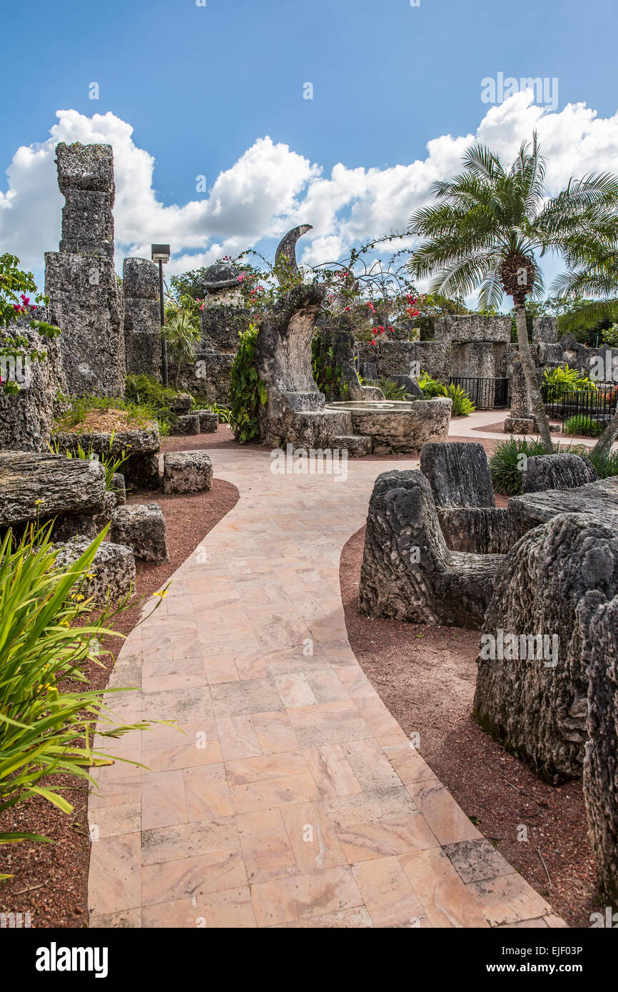 Coral Castle or Rock Gate Park in Homestead, Florida. Single-handedly ...