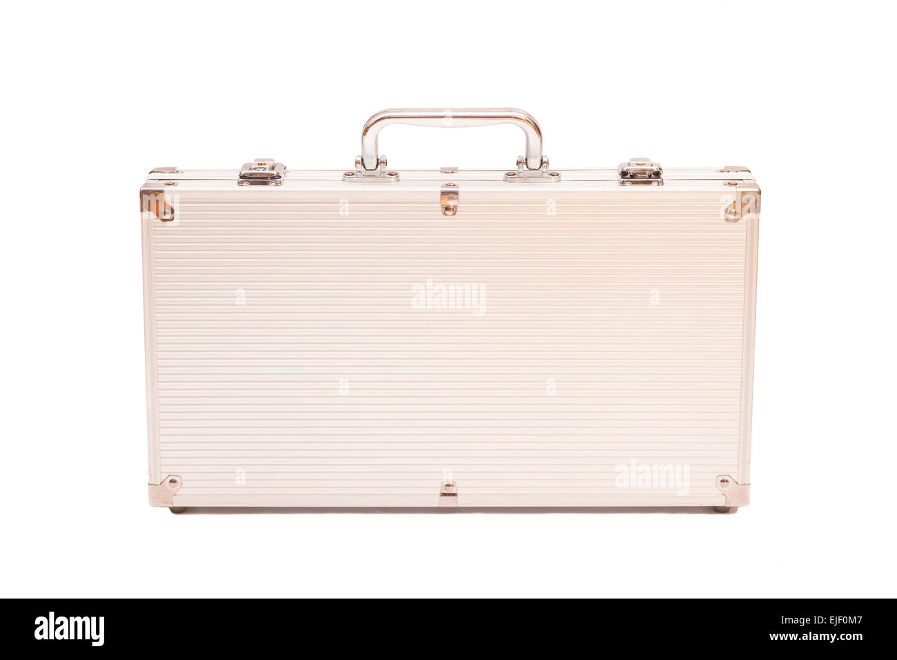 Silver briefcase isolated on white background Stock Photo - Alamy