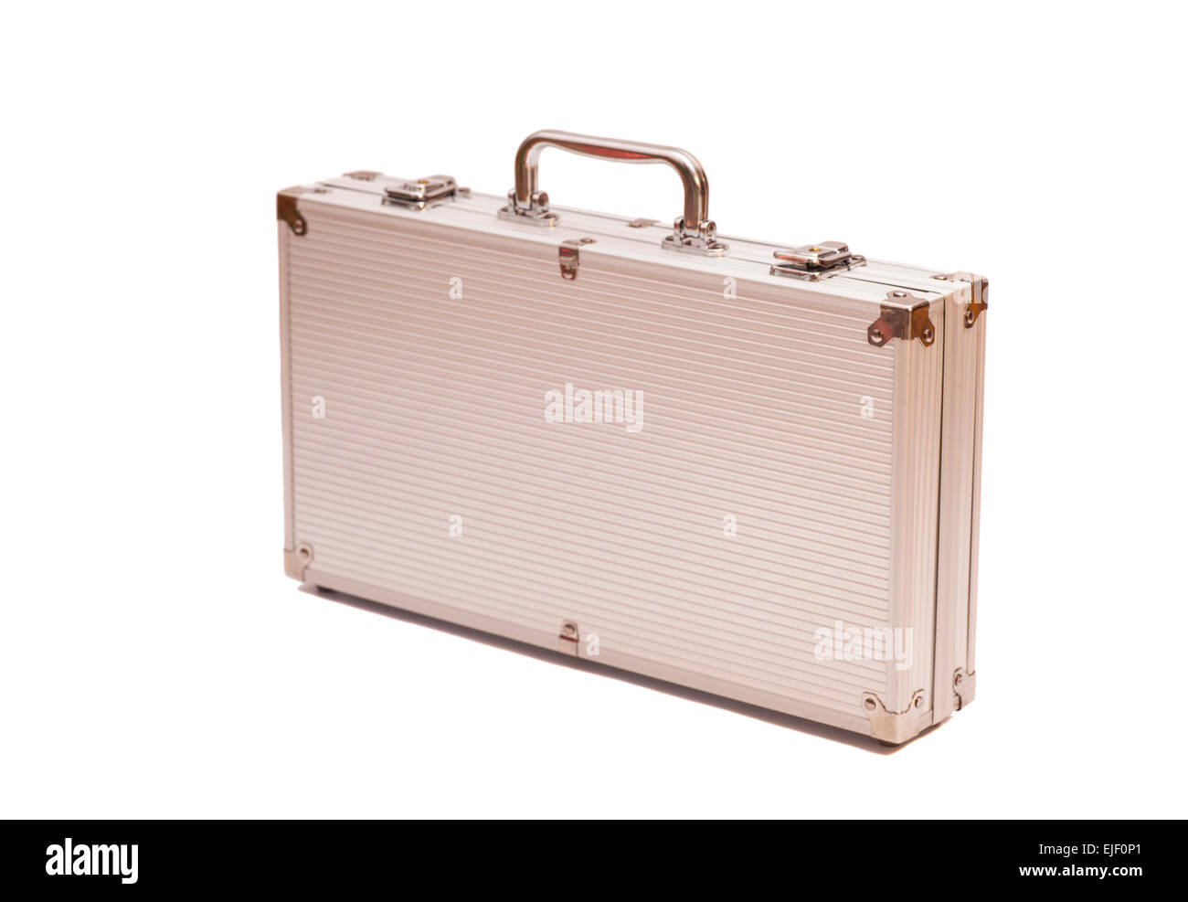 Silver briefcase isolated on white background Stock Photo - Alamy