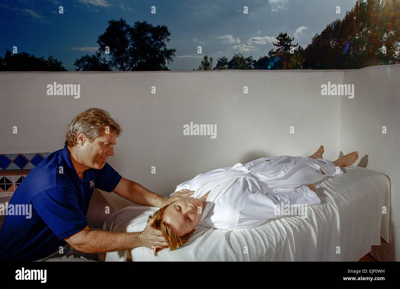 OJAI, CA – OCTOBER 18: Writer Lucy Atkins gets an afternoon massage at ...