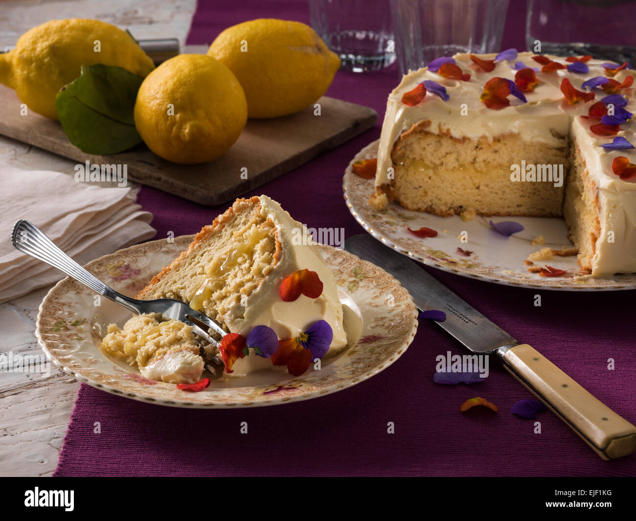 Spring lemon cake Stock Photo - Alamy