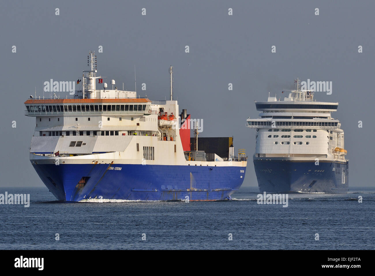 Stena Feronia and Color Fantasy heading for Kiel Stock Photo - Alamy