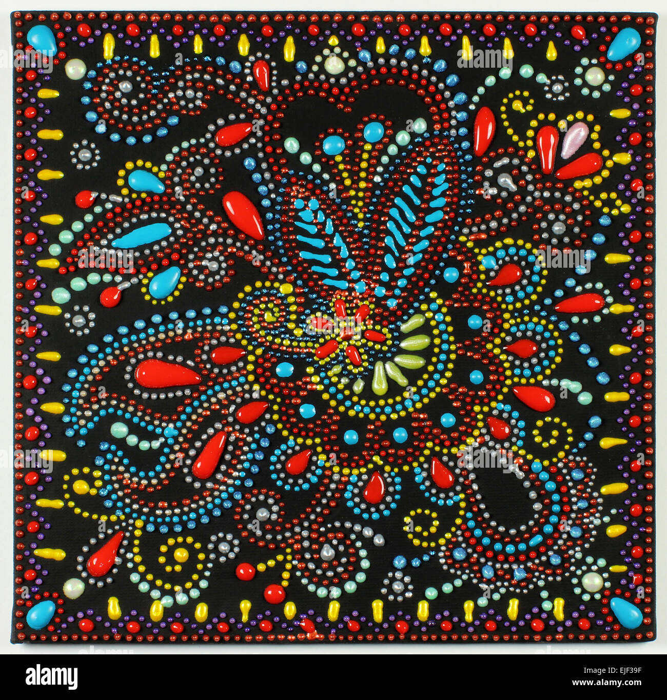 traditional art point painting on black background Stock Photo - Alamy