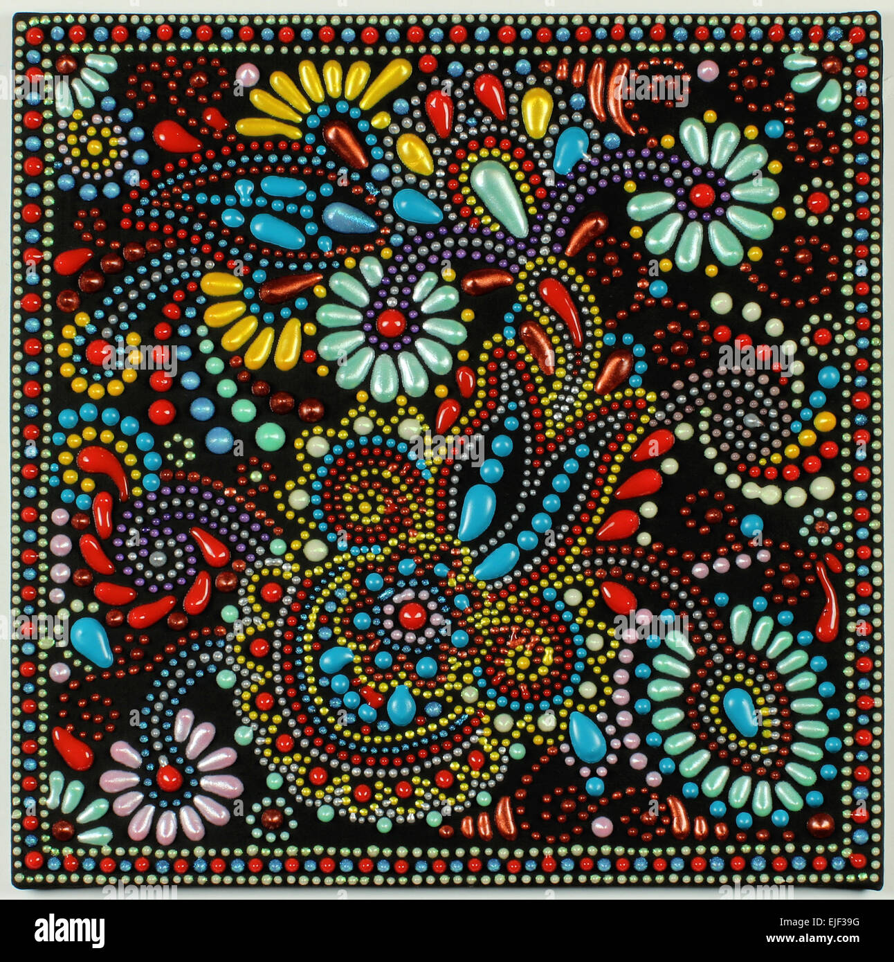 traditional art point painting on black background Stock Photo - Alamy