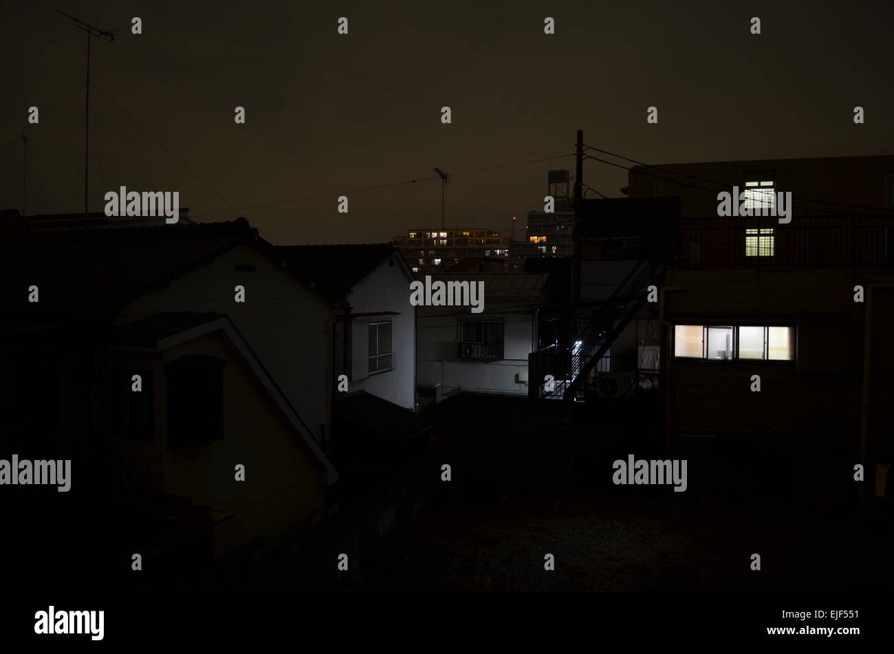 Tokyo Backyard Night Shot Stock Photo - Alamy