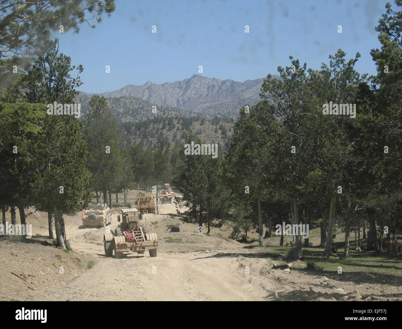 This is a common view from the rear of the convoy to the Route ...