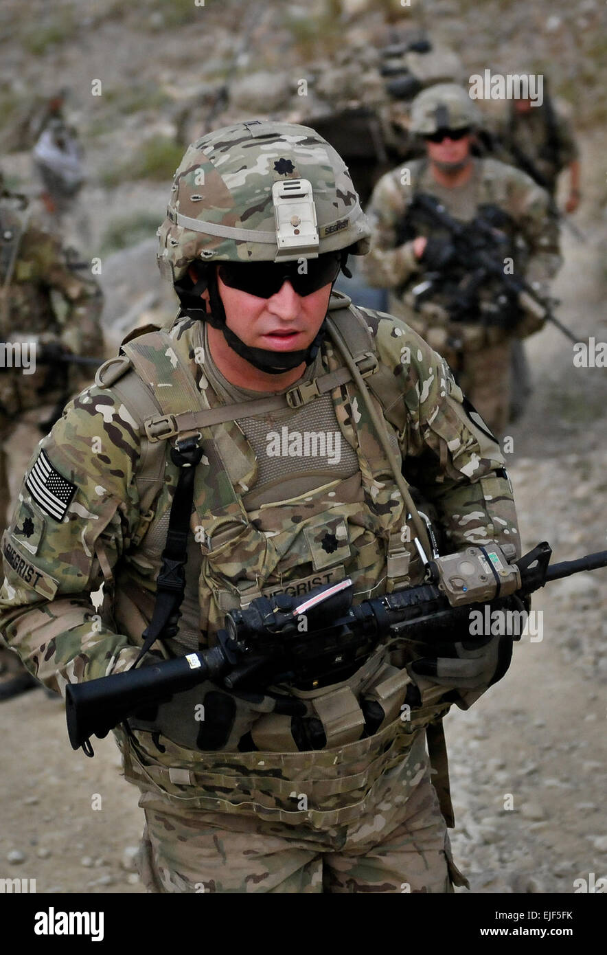 Lt. Col. Jeremy Siegrest, commander of Task Force Maverick, leads the ...