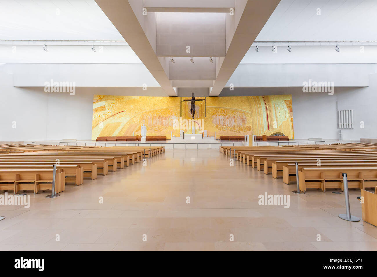 Sanctuary of Fatima, Portugal. Interior of the modern Minor Basilica of ...