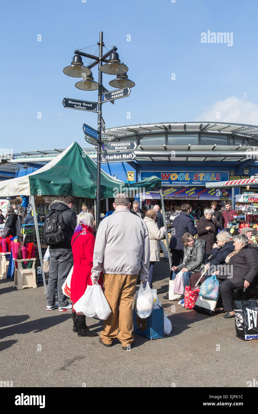 Bury Market day in Greater Manchester on a sunny day Stock Photo - Alamy