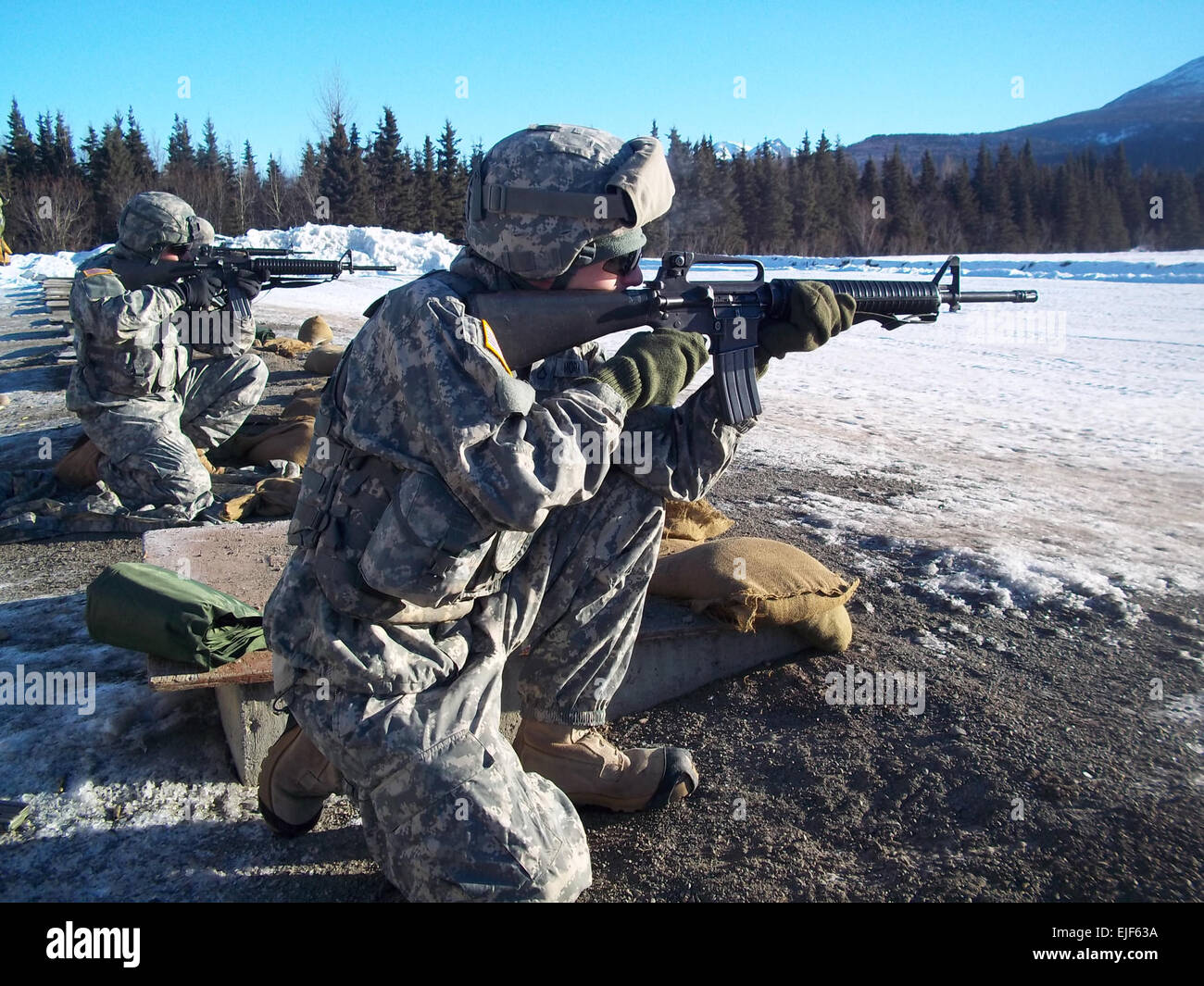 Pfc. Ramon Villagrana left and Pfc. Branden Mora right, from C Co ...