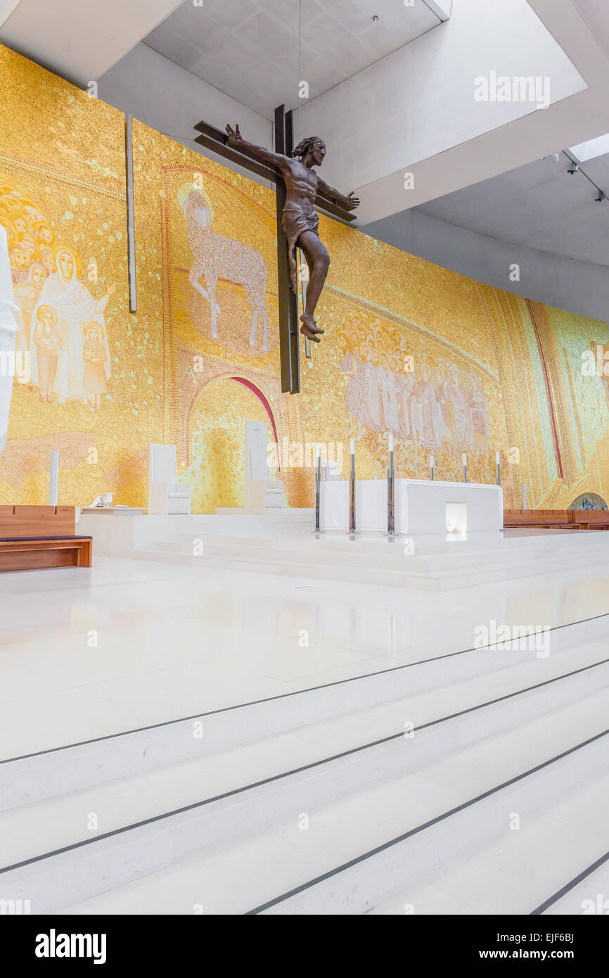 Sanctuary of Fatima, Portugal. Basilica of Most Holy Trinity altar ...
